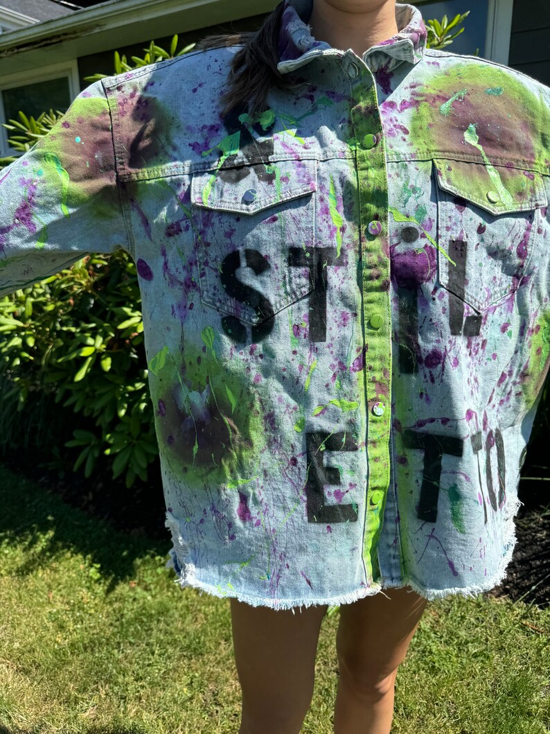 Hand Splatter Painted Graffiti Denim Jean Jacket, Street Wear, Splatter ...