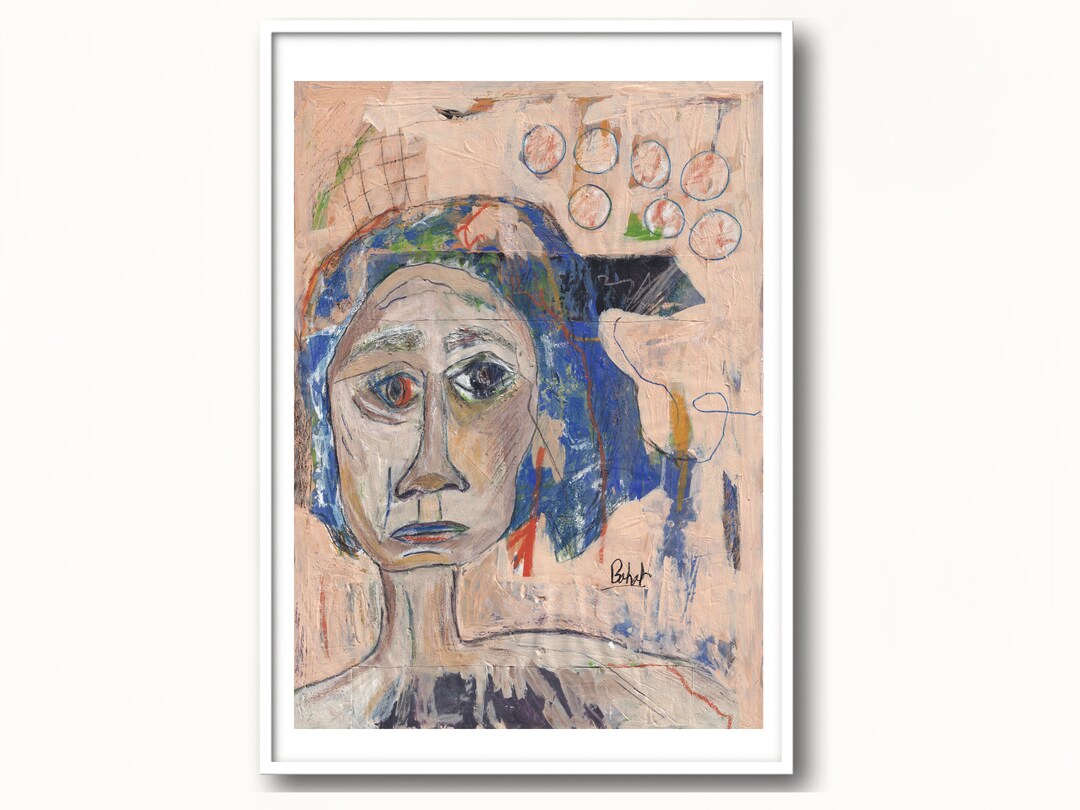 Expressionism Gothic Girl Portrait, Large Figurative Art Print, Modern ...