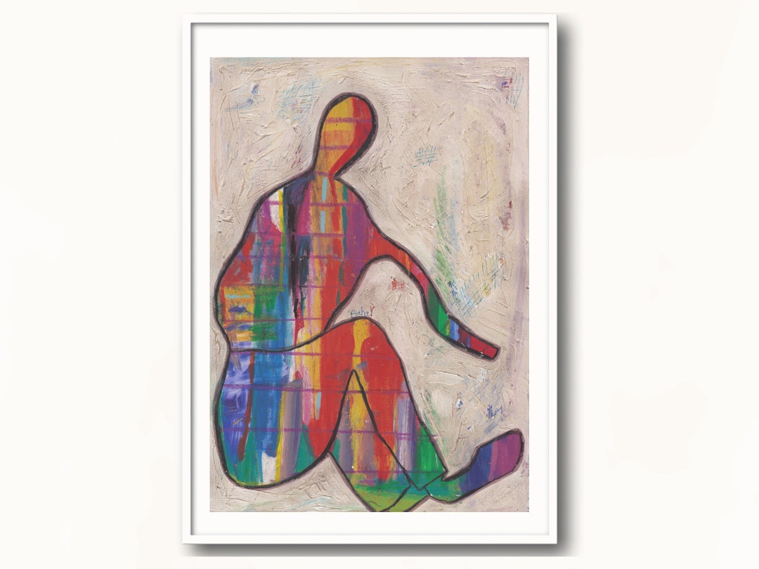 Queer Abstract Expressionism Art, Trans Pride Mixed Media Painting ...