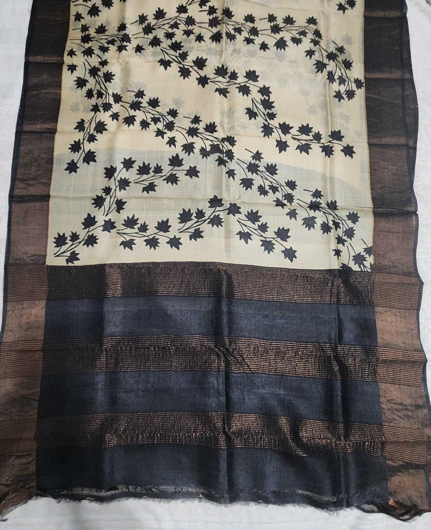 Cream Color Tussar Silk Saree Partywear Tussar Saree Gift for Her ...