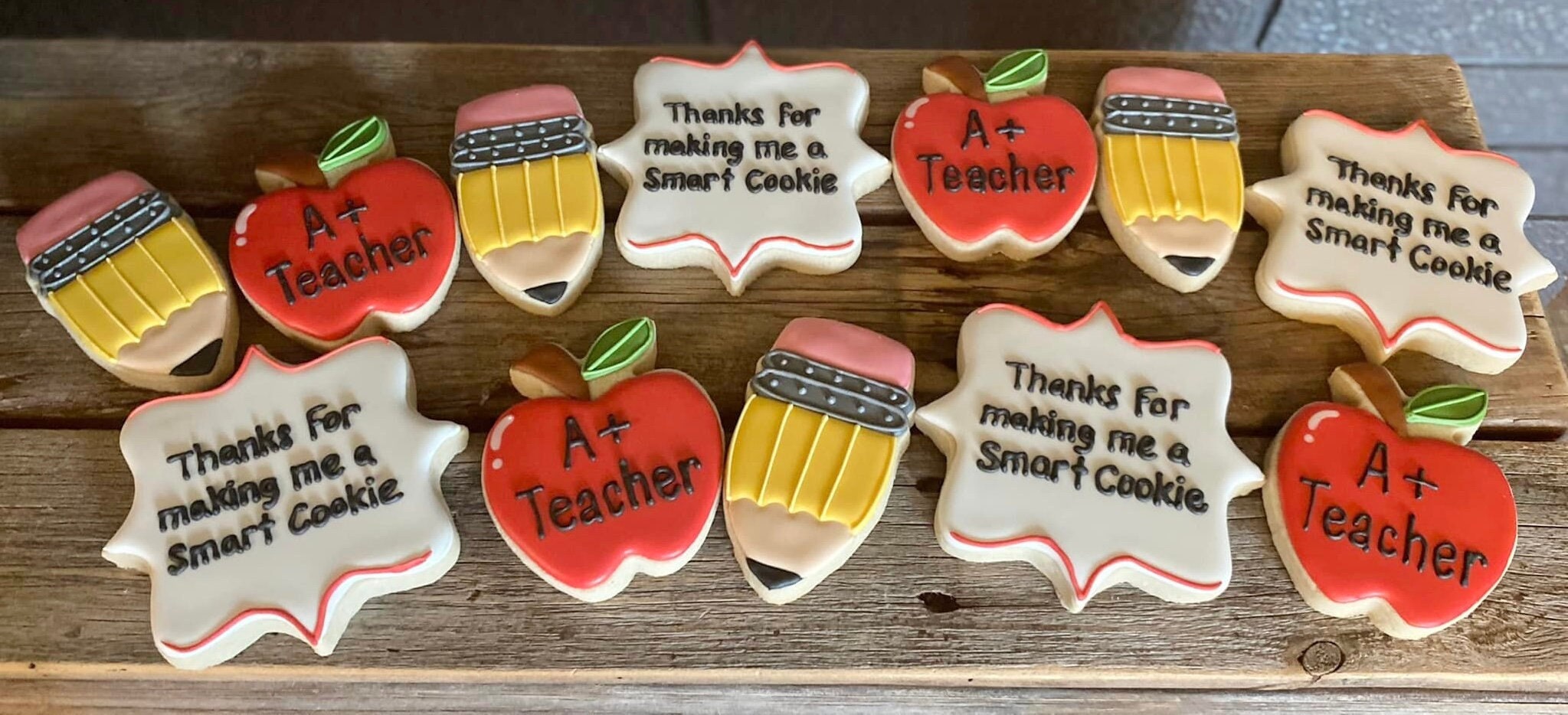 Teacher Appreciation Decorated Sugar Cookies Includes A+ Teacher Apple ...