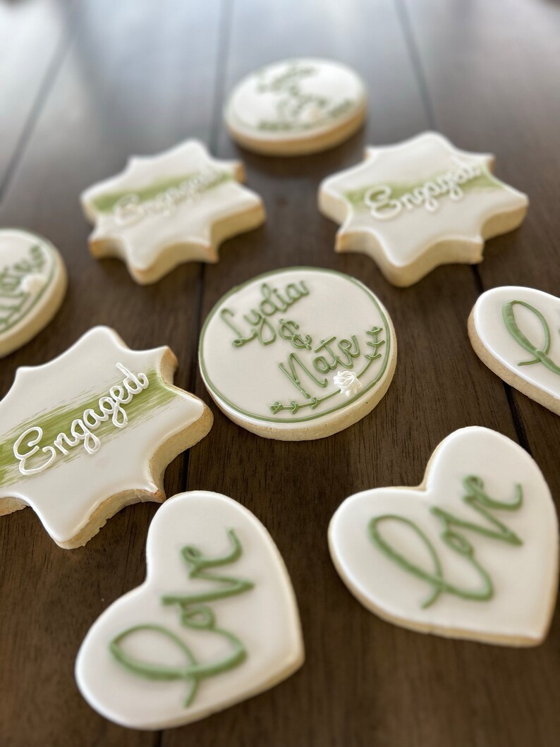 One Dozen 12 Engagement Sugar Cookies, Customizable Cookies ...