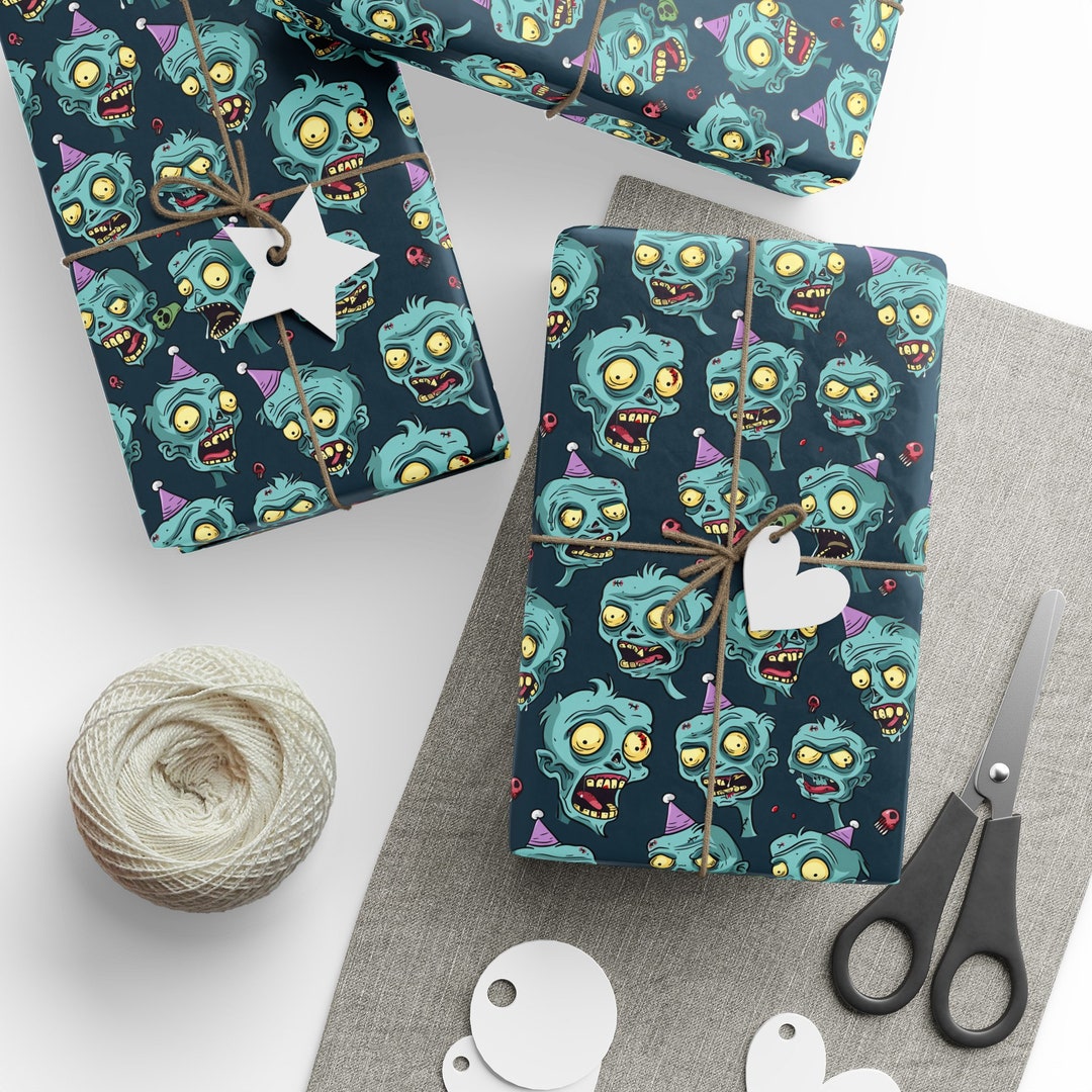 Zombie Head Birthday Wrapping Paper | Funny Wrapping Paper | Rude ...
