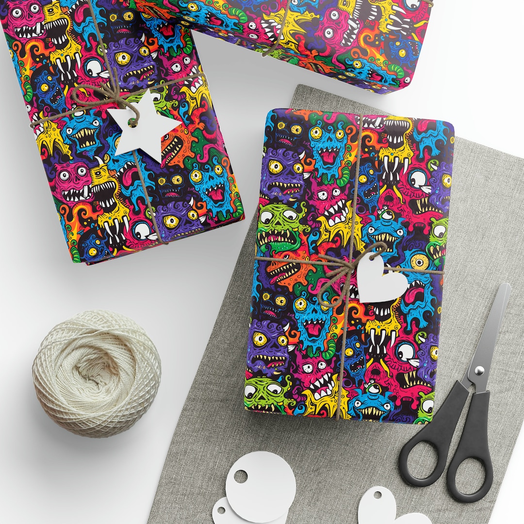 Kids Monster Wrapping Paper | Funny Wrapping Paper | Rude Wrapping ...