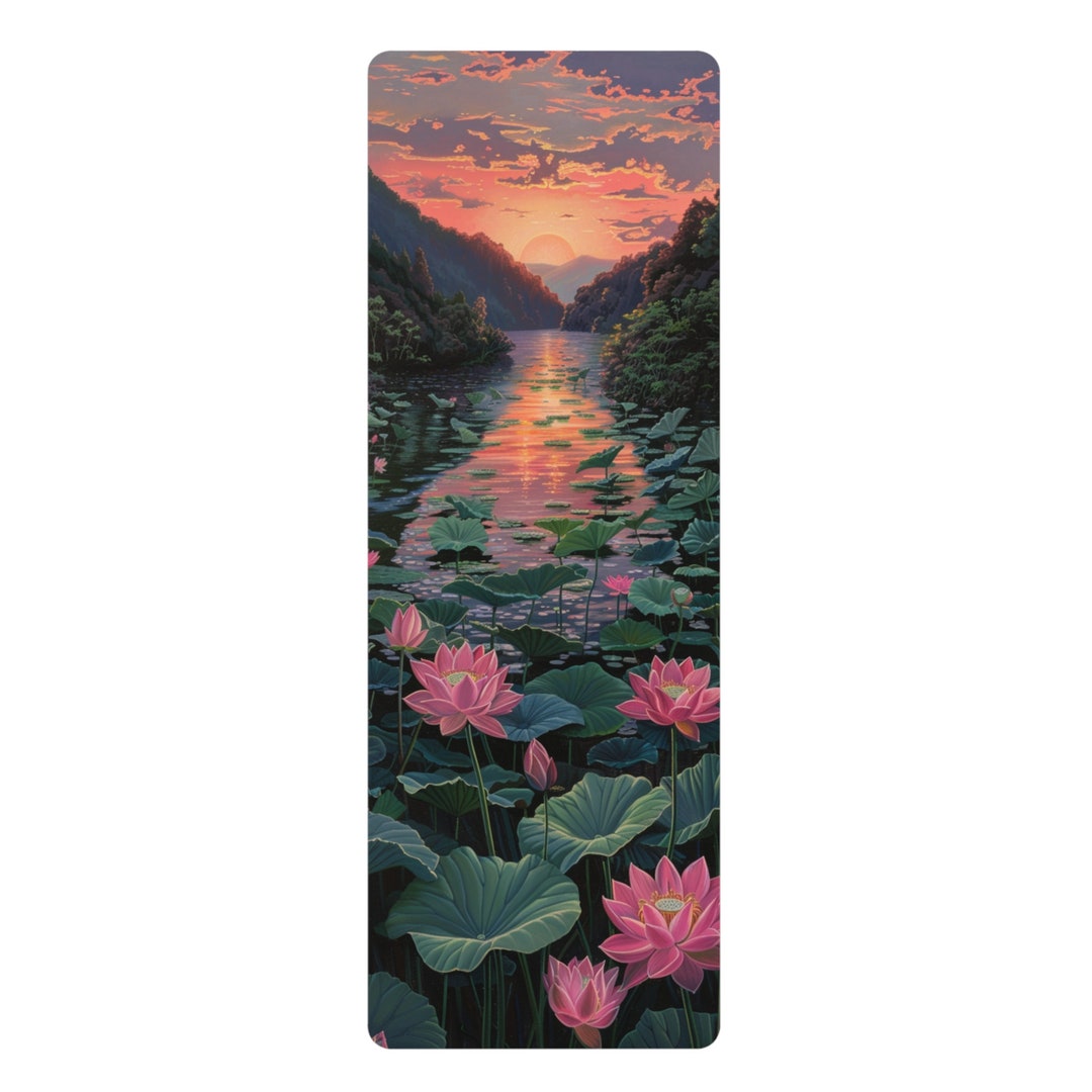 Lotus Flowers Yoga Mat | Zen Yoga Accessories | Cute Pilates Mat ...