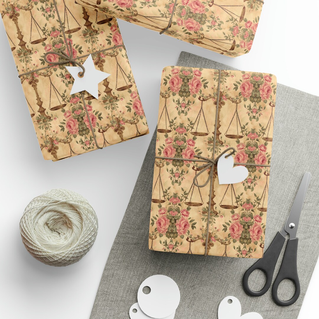 Libra Zodiac Wrapping Paper | Astrology | Cute Wrapping Paper | Shabby ...