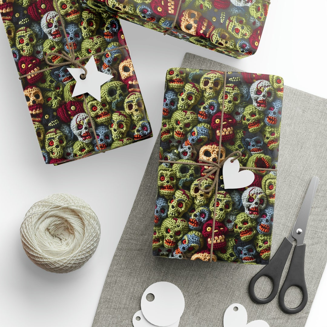 Hilarious Crocheted Zombies Wrapping Paper Cute Wrapping Paper Funny ...