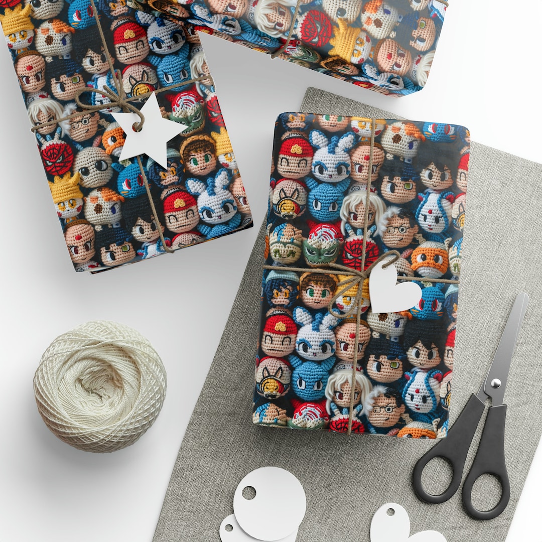 Kawaii Crocheted Anime Wrapping Paper | Anime Wrapping Paper | Funny ...
