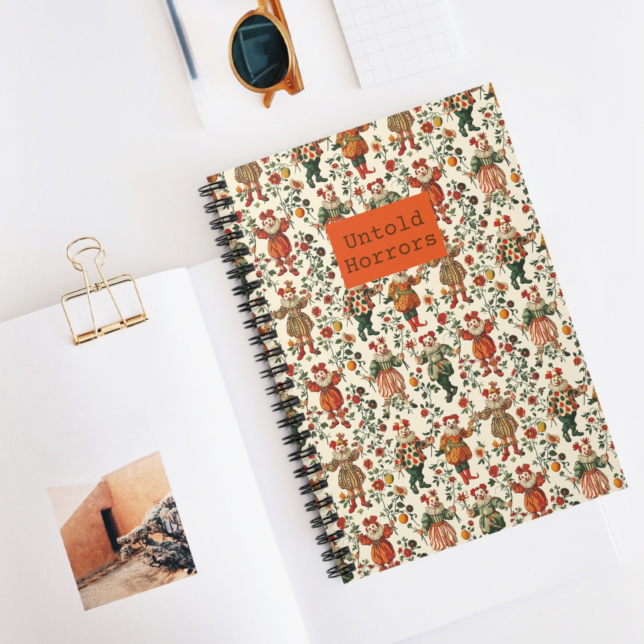 Untold Horrors Creepy Clown Spiral Notebook Cute Notebook Traveler's ...
