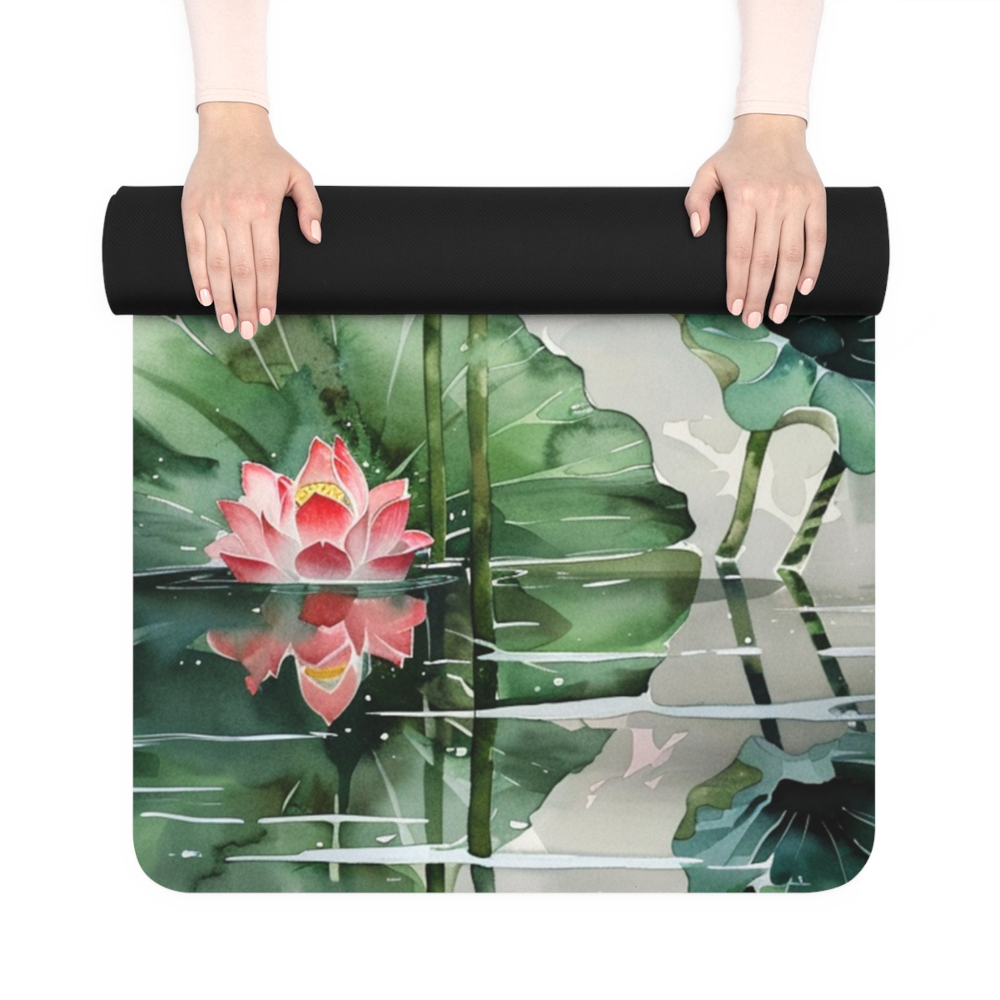 Lotus Flower Yoga Mat Zen Yoga Accessories Cute Watercolor Pilates Mat ...