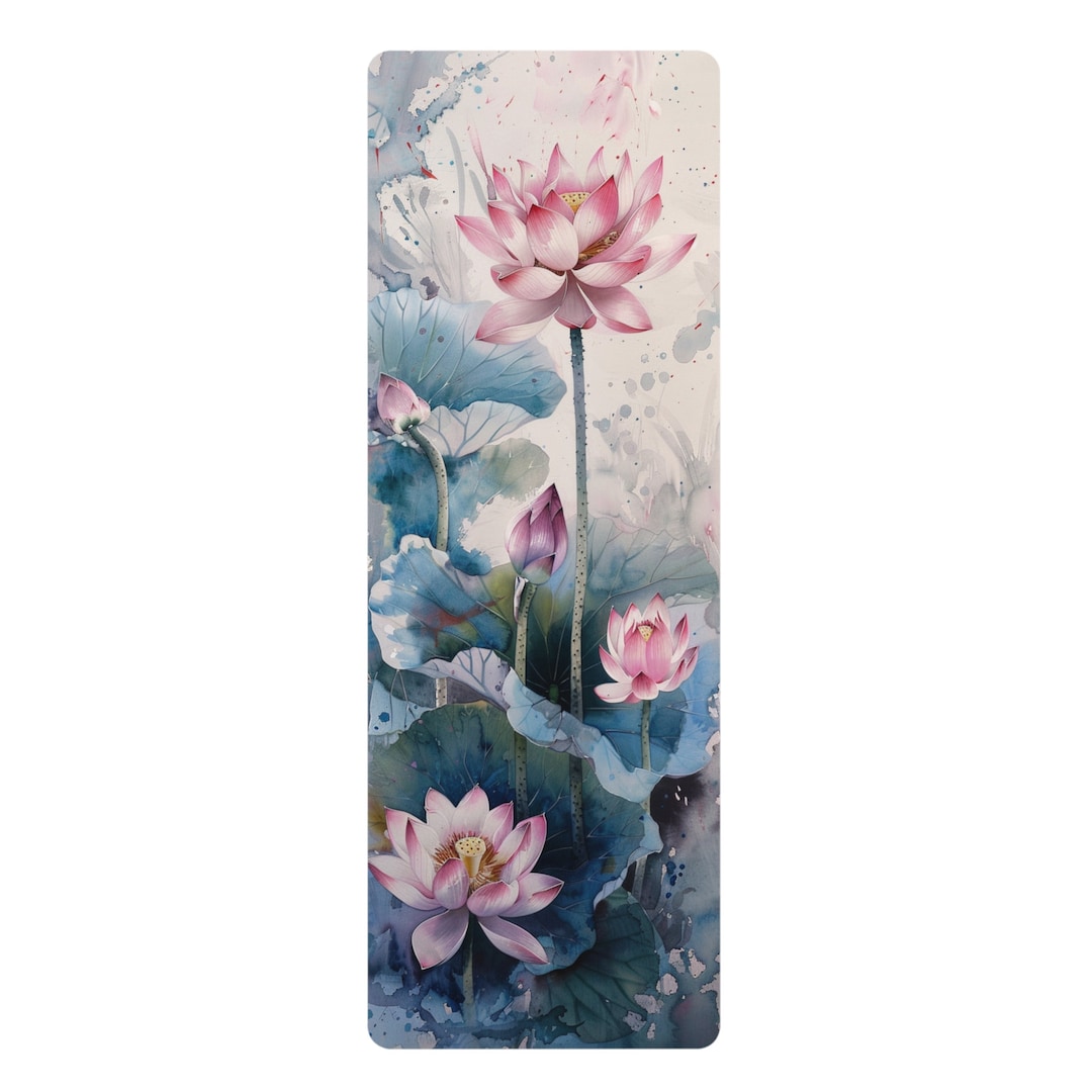 Lotus Flower Yoga Mat | Zen Yoga Accessories | Cute Watercolor Pilates ...