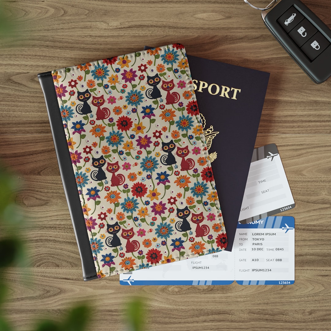 Faux Leather Crochet Cats Passport Cover Passport Holder Passport ...