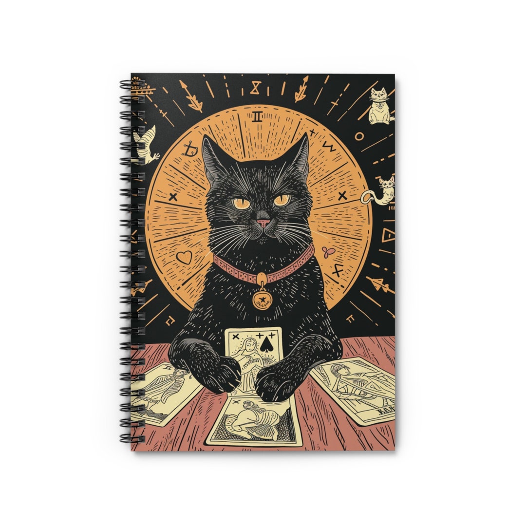 Witchy Cat Tarot Reader Spiral Notebook | Tarot Journal | Witchy Notebook | Cute Journal | Cat ...
