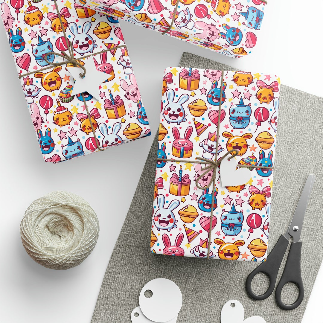 Kawaii Anime Birthday Wrapping Paper | Funny Wrapping Paper | Birthday ...