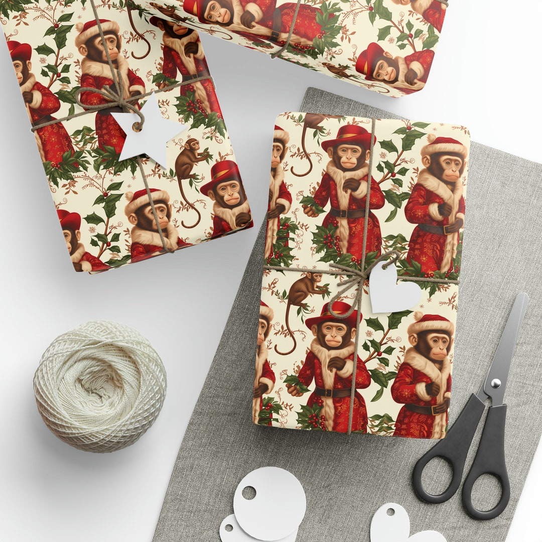 Adorable Victorian Monkey Wrapping Paper | Funny Wrapping Paper ...