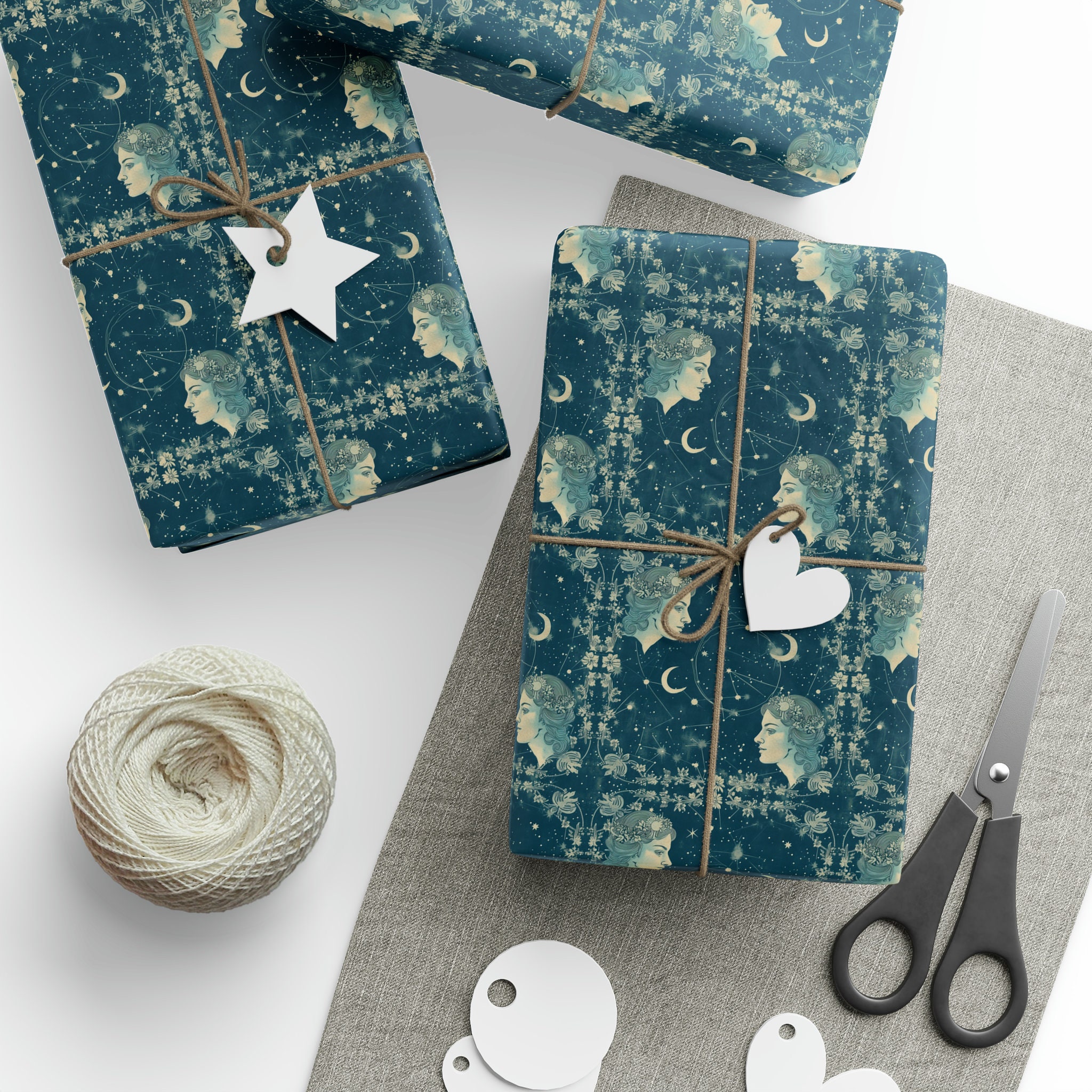 Gemini Zodiac Wrapping Paper Astrology Cute Wrapping Paper Shabby Chic ...