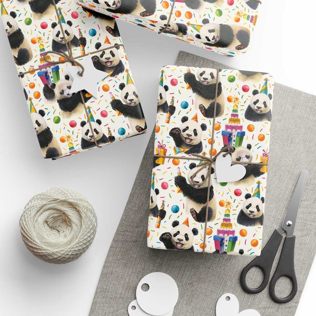 Panda Birthday Wrapping Paper | Cute Wrapping Paper | Funny Wrapping ...