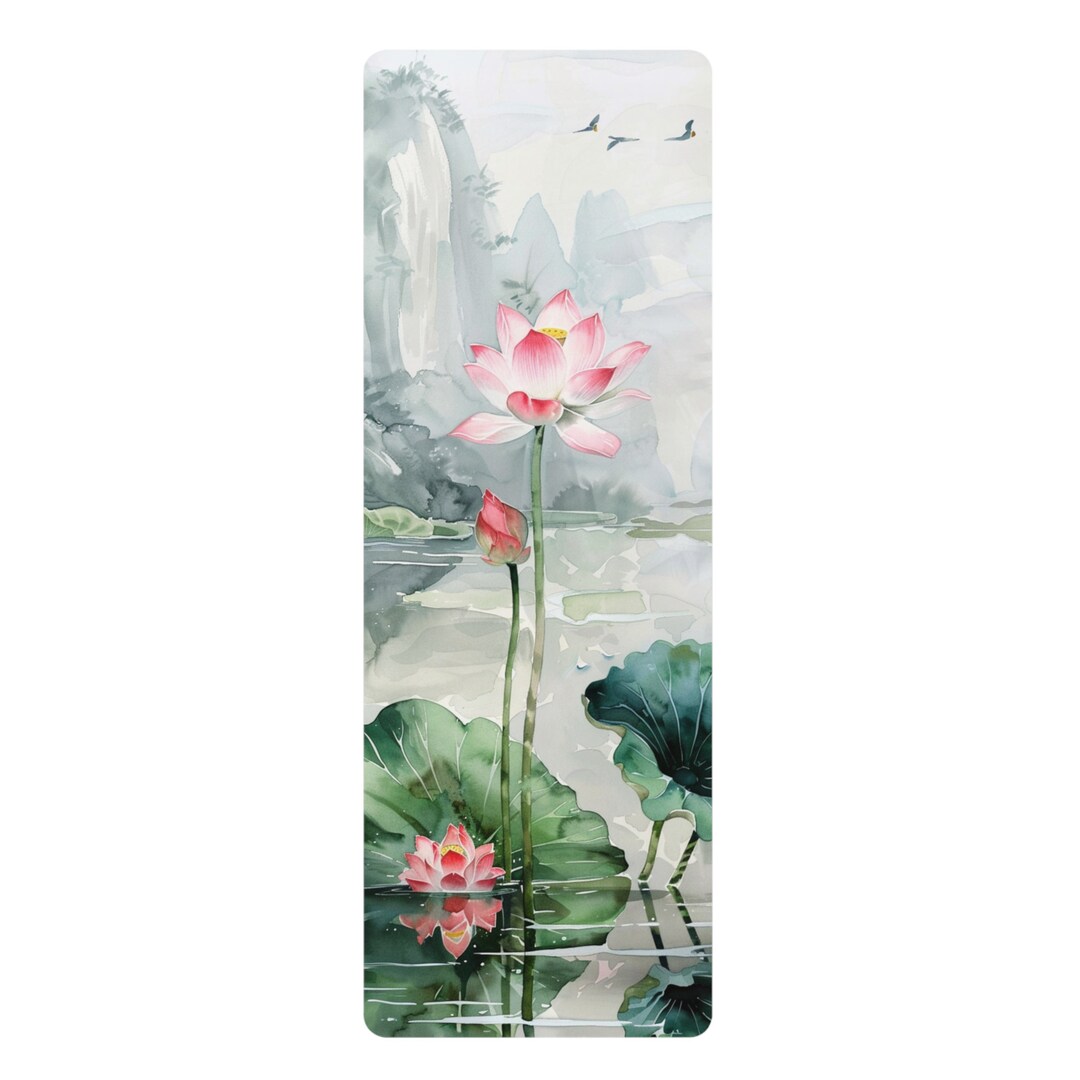 Lotus Flower Yoga Mat | Zen Yoga Accessories | Cute Watercolor Pilates ...