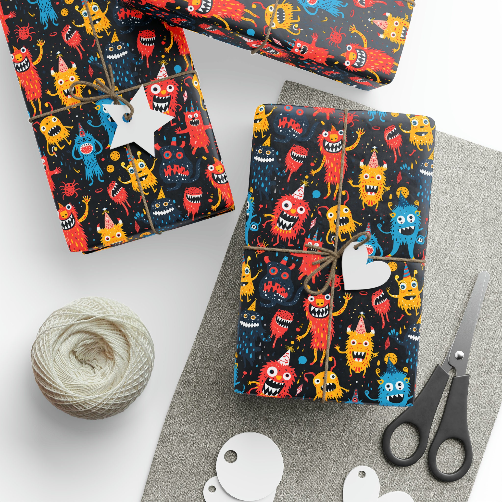 Monster Birthday Wrapping Paper Funny Wrapping Paper Cute Wrapping ...