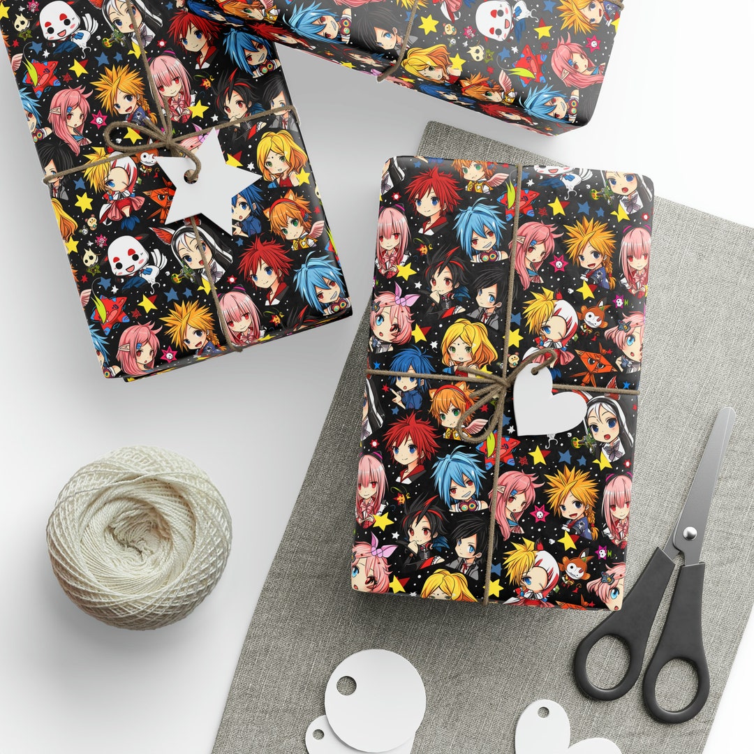 Kawaii Anime Wrapping Paper | Funny Wrapping Paper | Birthday Wrapping ...