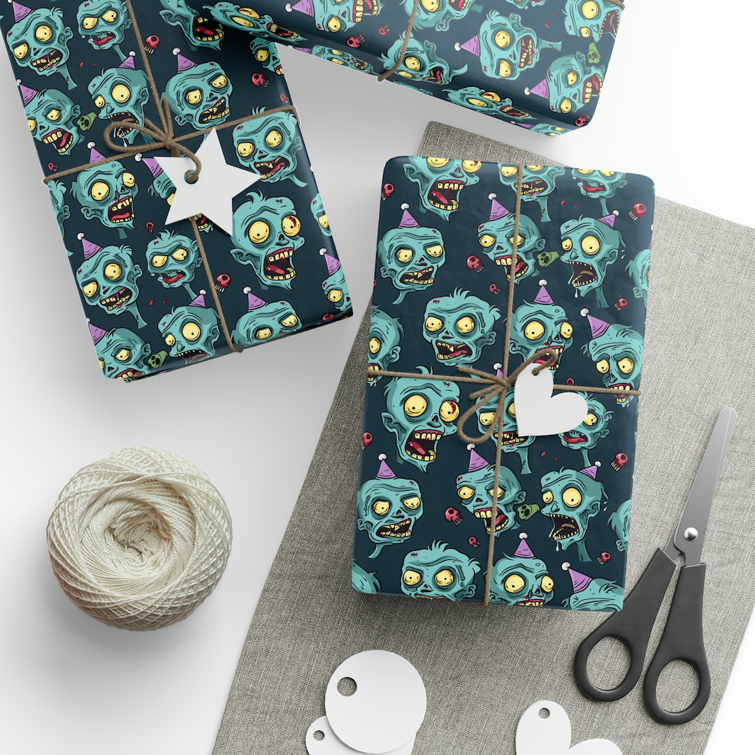 Zombie Head Birthday Wrapping Paper Funny Wrapping Paper Rude Wrapping ...