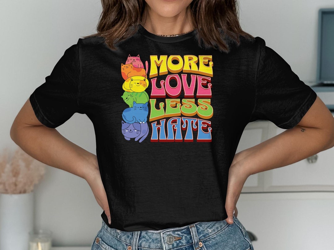 LGBTQ Ally T-shirt Rainbow Pride Tee Colorful Cat Tshirt Cute Cat Lover ...