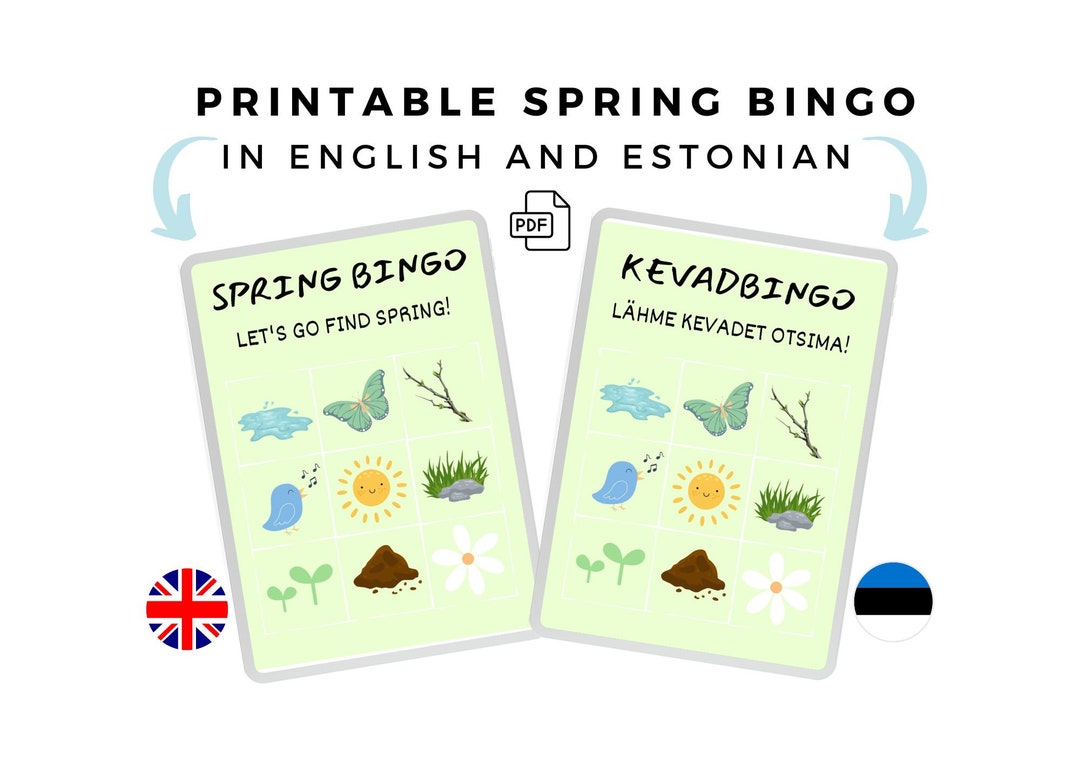 Printable Spring Bingo, Kids Activities, Instant Digital Download, EST ...
