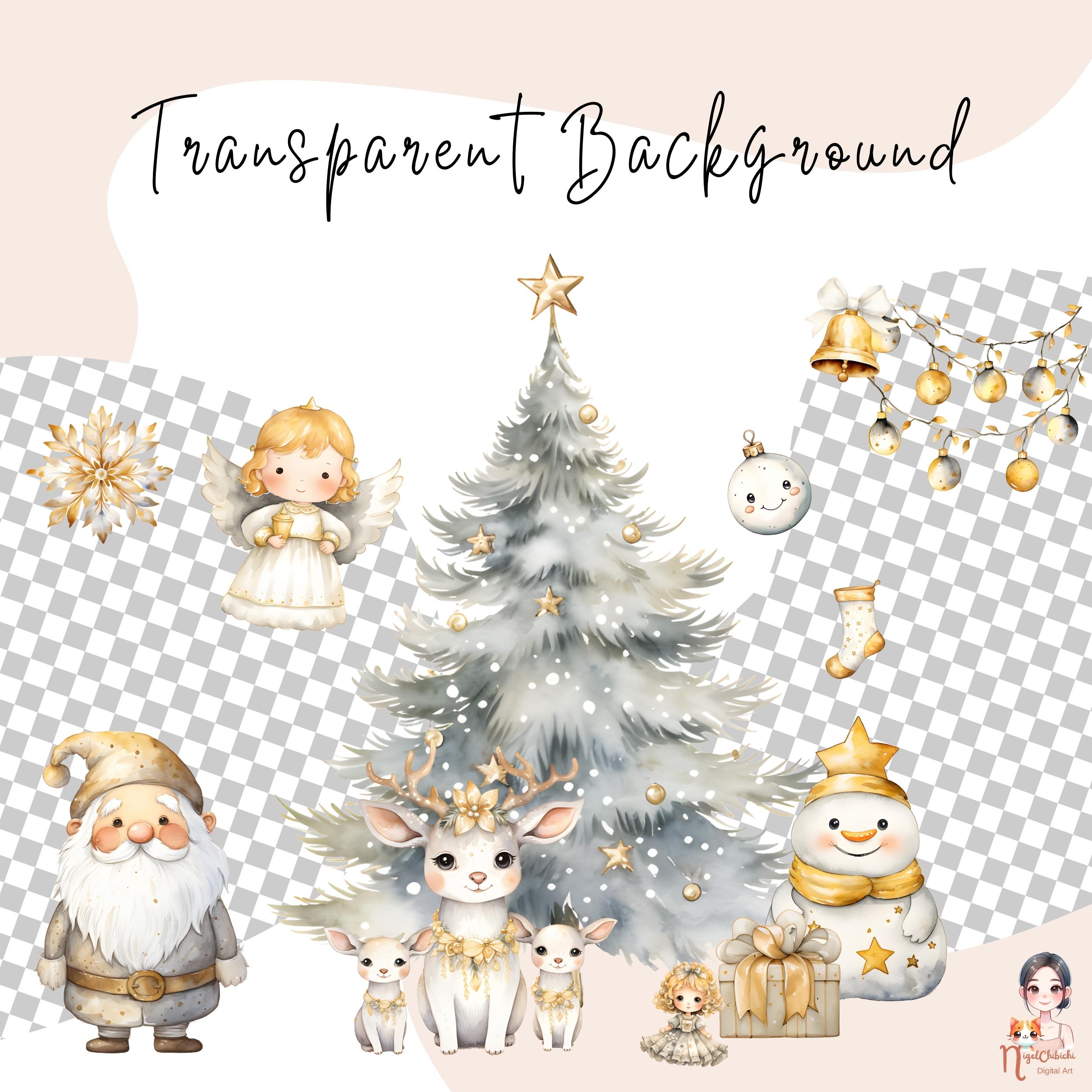 26 PNG Watercolor Golden Christmas Clipart, Golden Christmas Clipart ...
