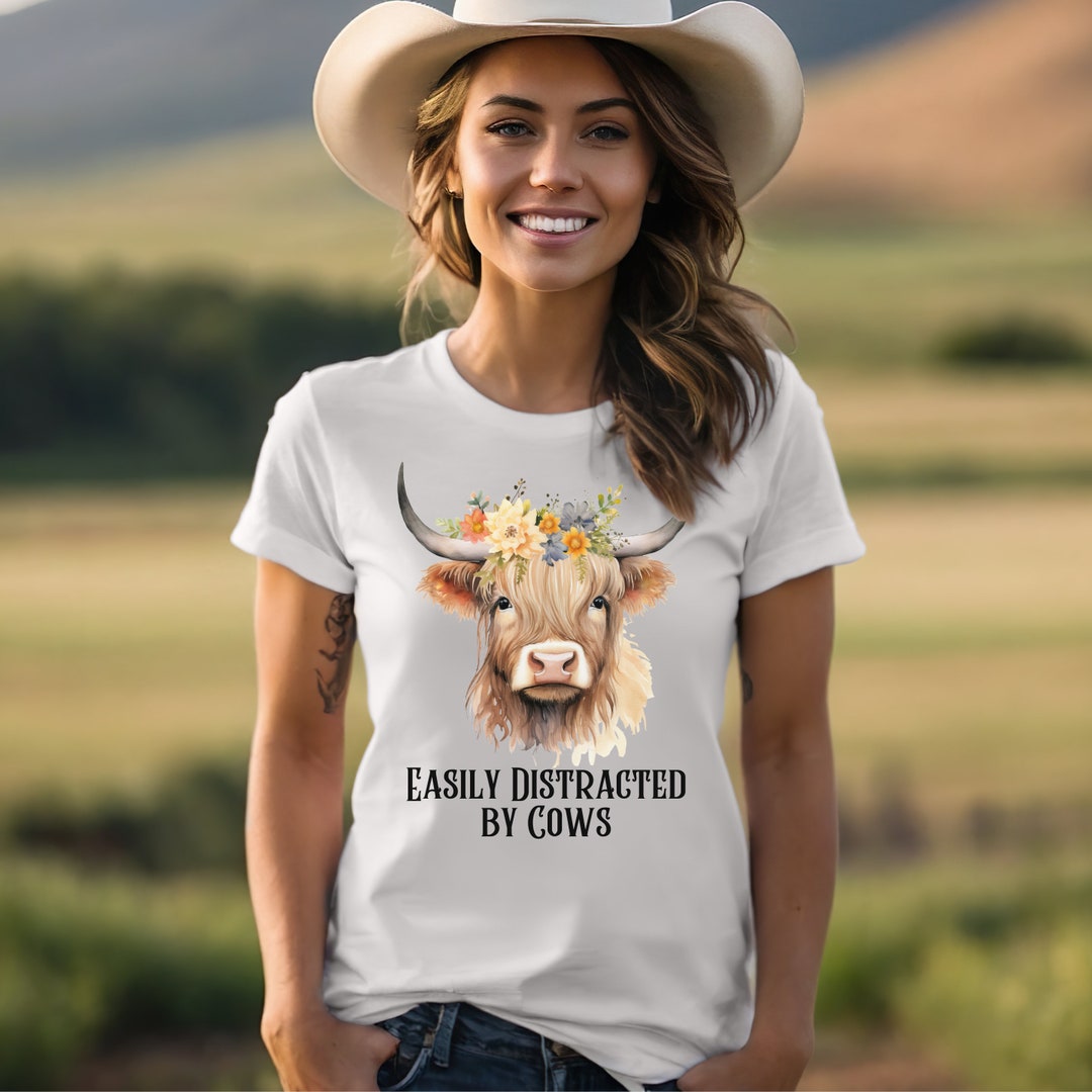 Cow Craze: Women's Tee - Adorably Distracted by Highland Cows, Declare ...