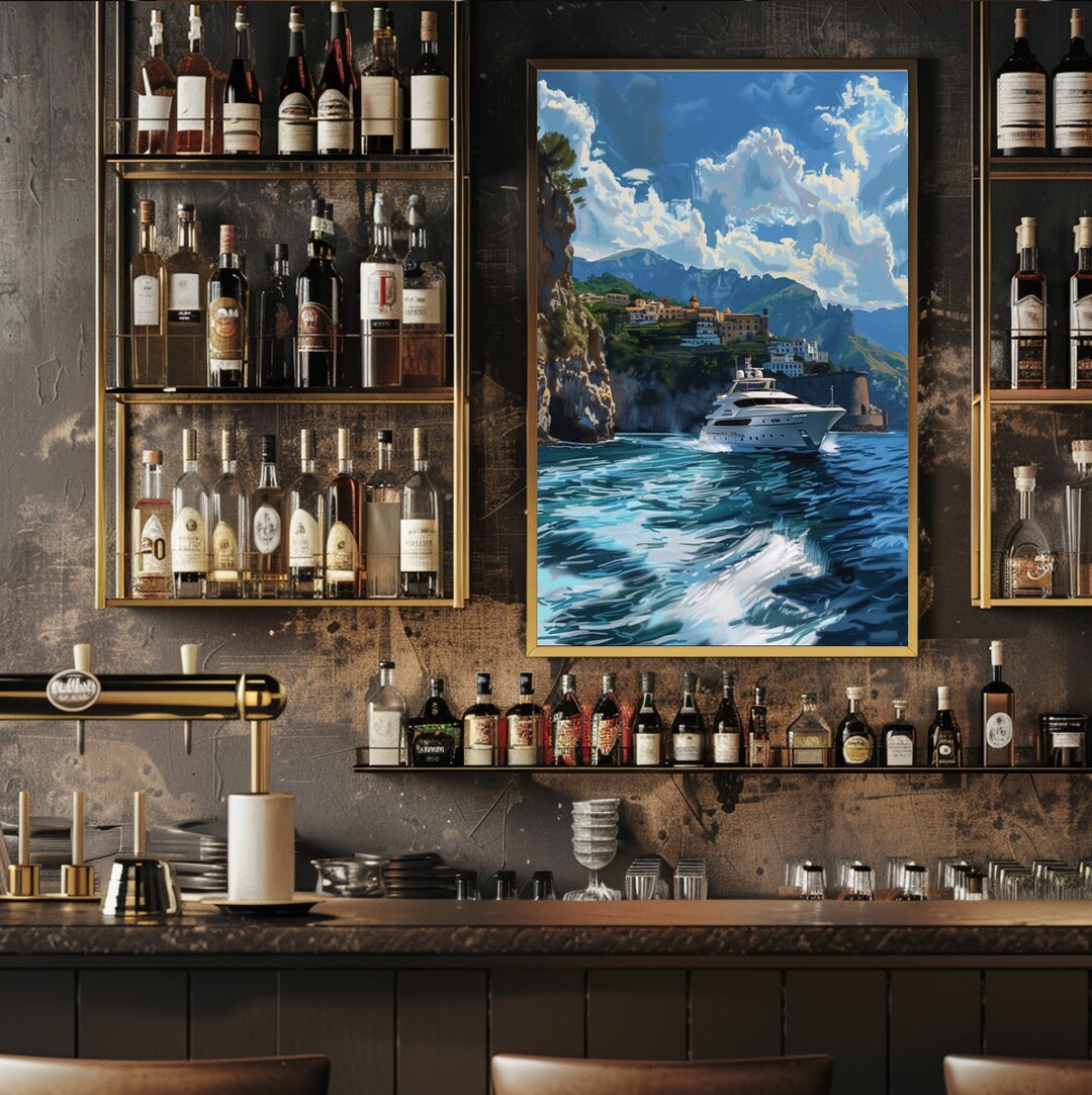 Amalfi Coast Yacht Sailing Print I Vibrant Seascape Wall Art I Italian ...