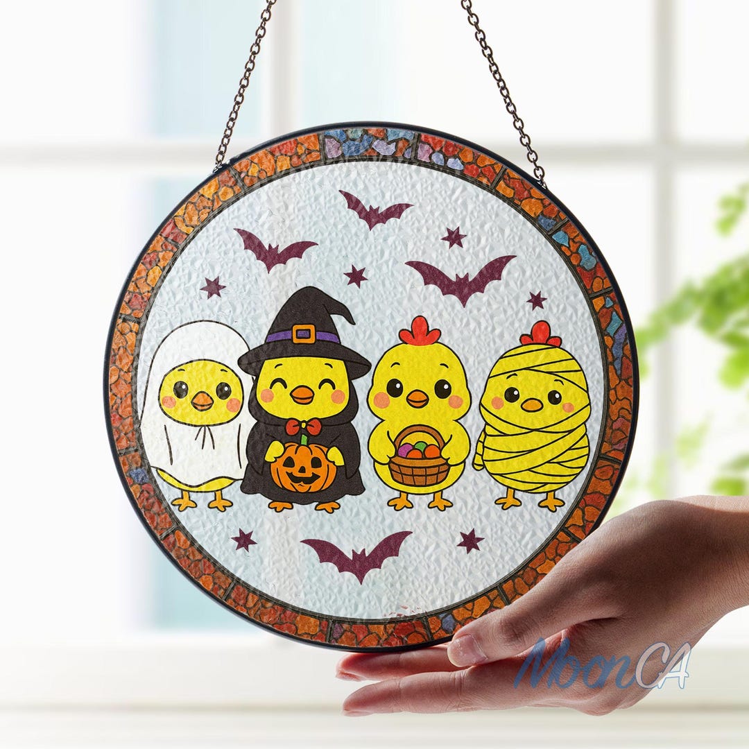 Halloween Funny Suncatcher, Funny Chicken Halloween Ornament, Spooky ...