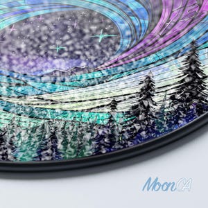 Aurora Borealis Stained Glass Suncatcher Hanging, Forest Aurora ...