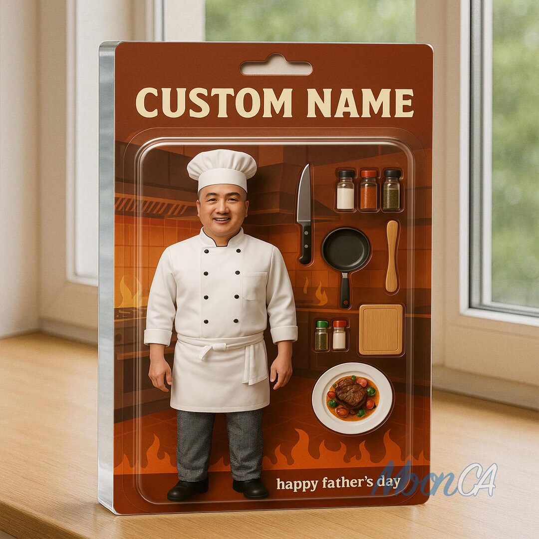 Chef Action Figure Acrylic Block With Custom Photo, Custom Chef Acrylic ...