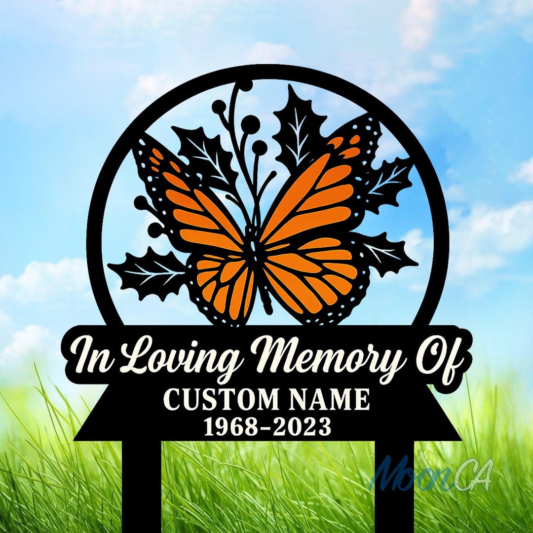 Personalized Memorial Garden Sign With Stake, Butterfly Memorial Stake ...