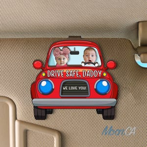 Drive Safe Daddy Custom Face Car Visor Clip, Personalized Photo Wood ...