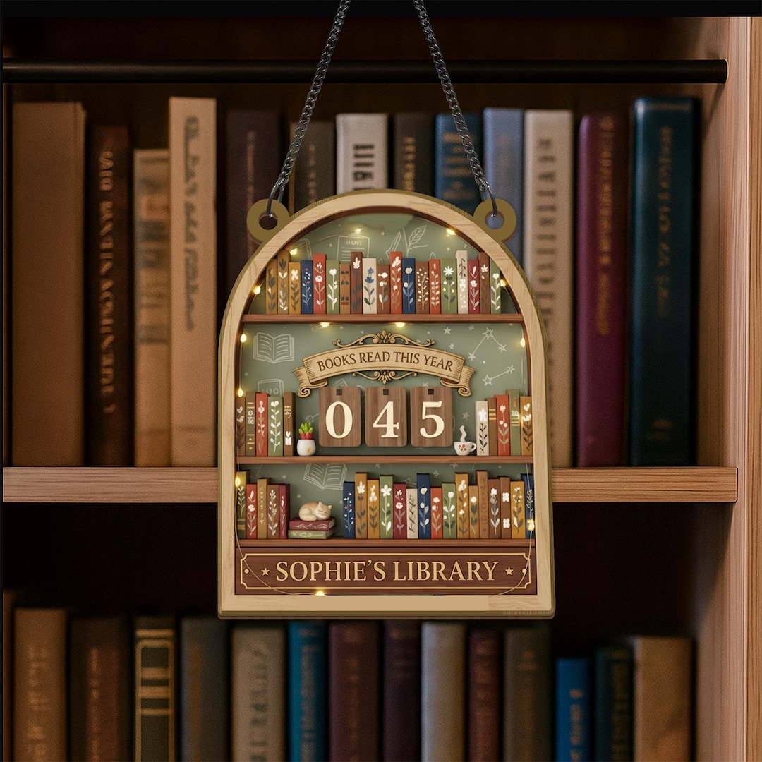 Personalized Wooden Book Tracker Sign, Flowers Books Read This Year ...