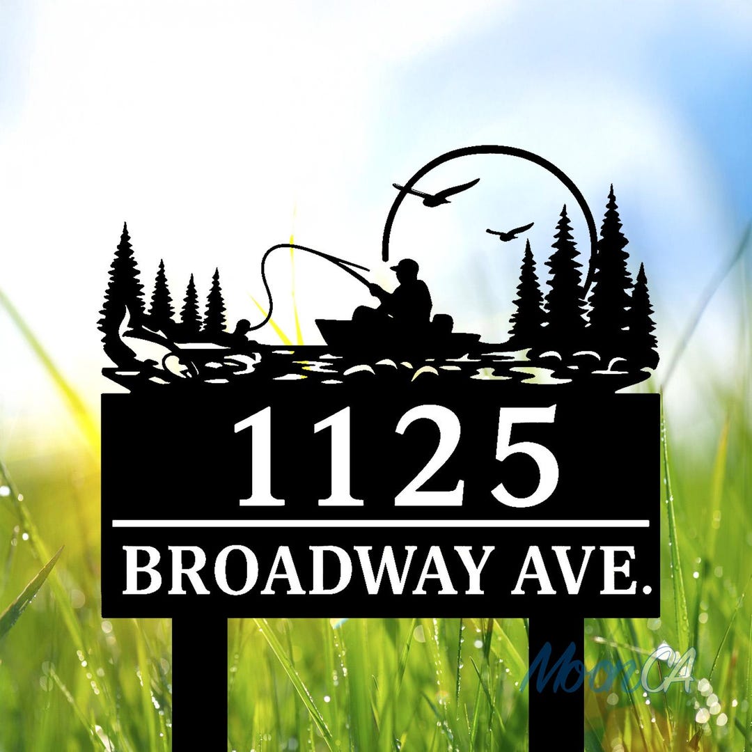 Personalized Boat Fishing Address Sign House Number Hanging Address ...