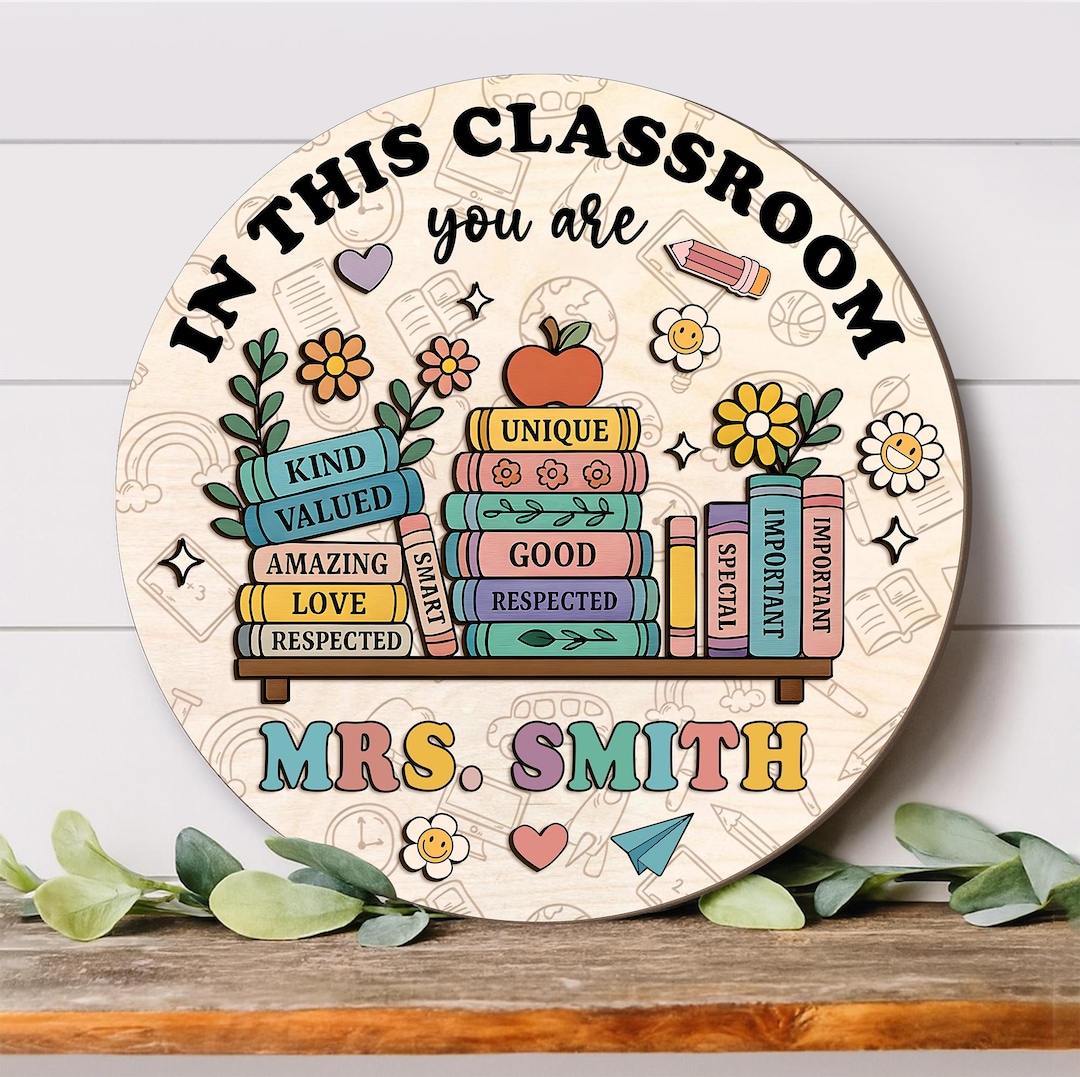 Personalized Teacher Wooden Table Sign, Teacher Door Wood Sign, Custom ...