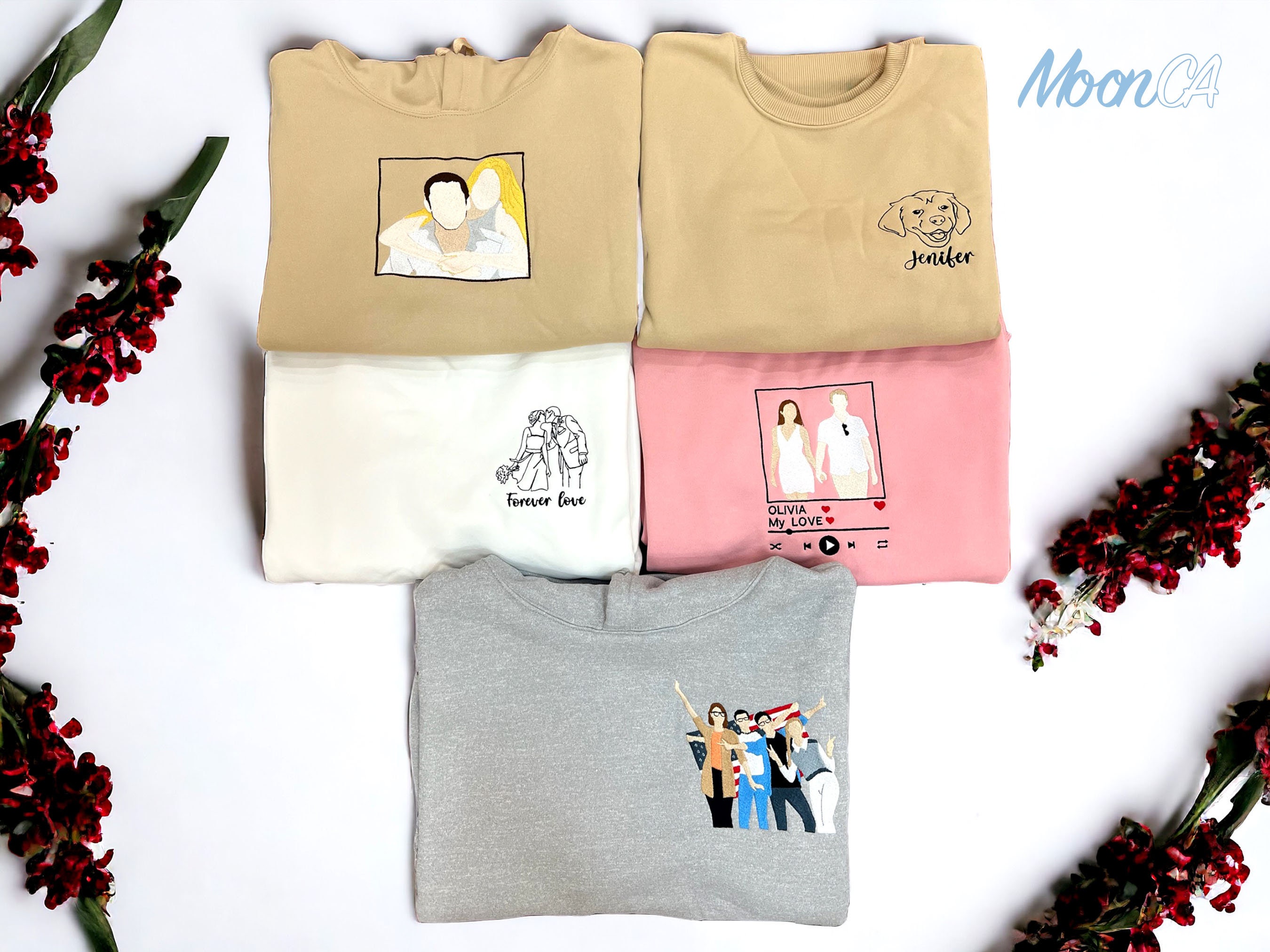 Custom Embroidered Hoodie Custom Photo Portrait, Photo Portrait ...