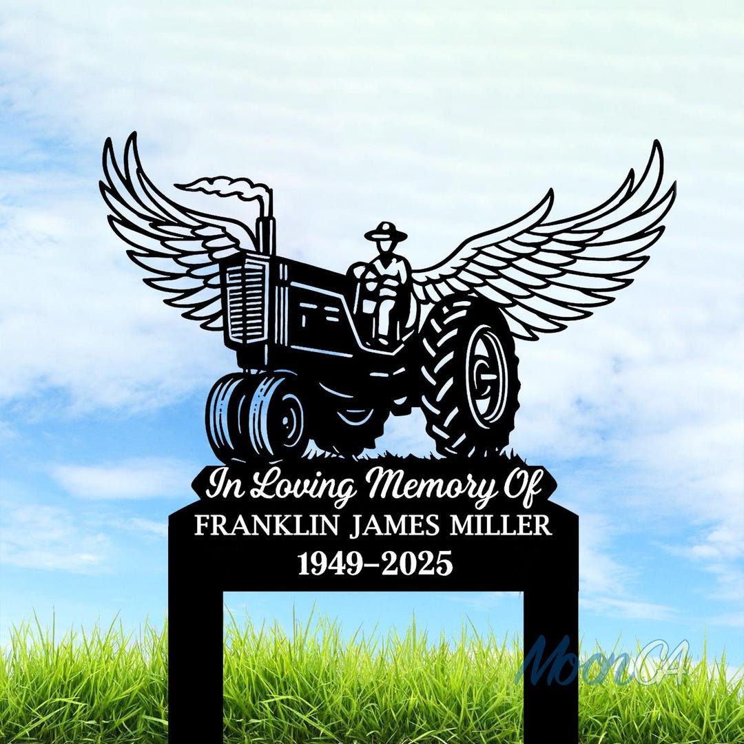 Custom Tractor Memorial Plaque Stake, Custom Farmer Memorial Grave ...