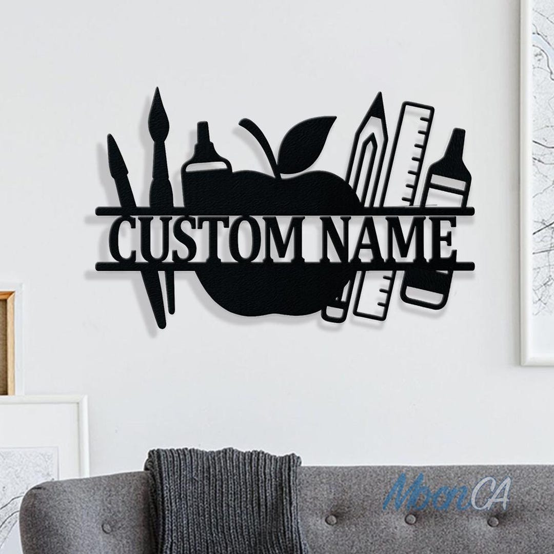 Personalized School Name Sign, Custom Teacher Name Sign, Metal School ...