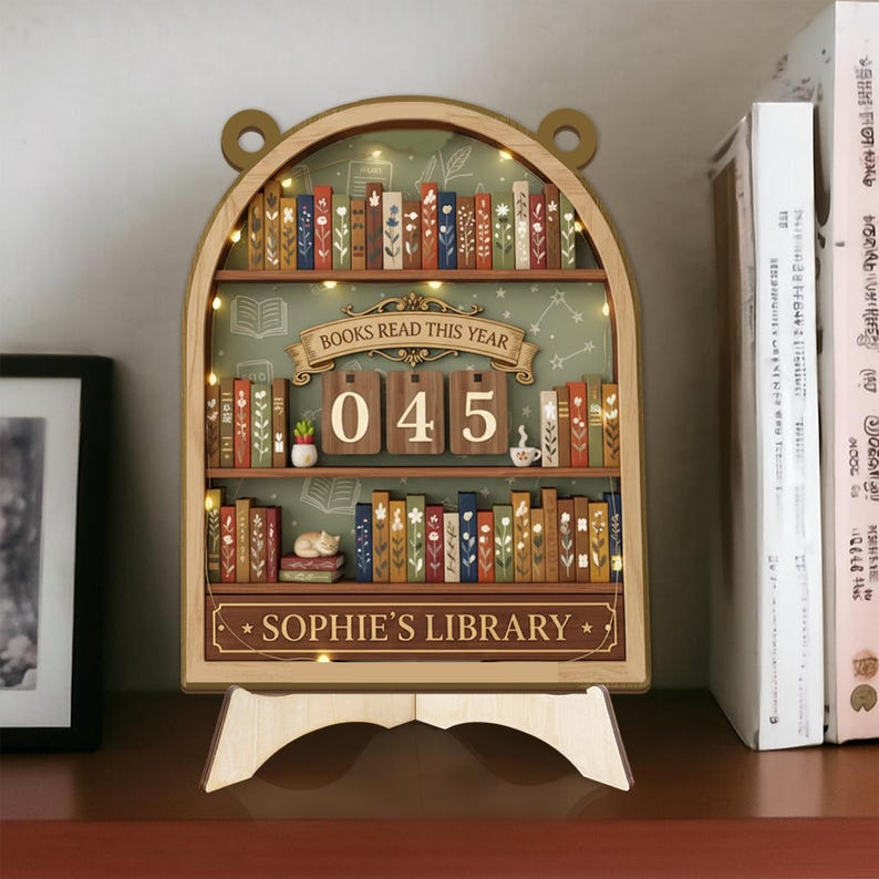 Personalized Wooden Book Tracker Sign, Flowers Books Read This Year ...