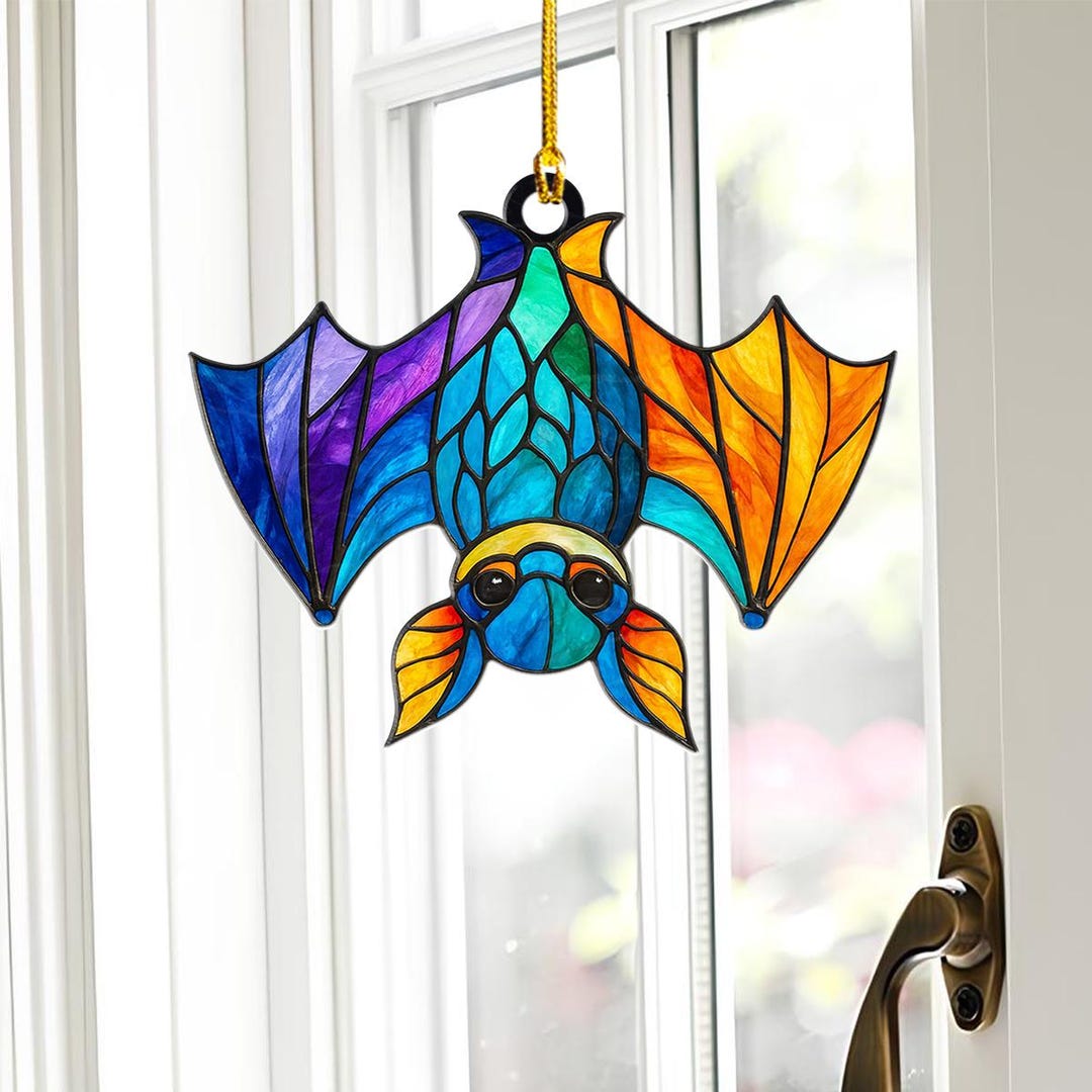 Upside Down Bat Acrylic Ornament, Acrylic Bat Halloween Tree Hanging ...