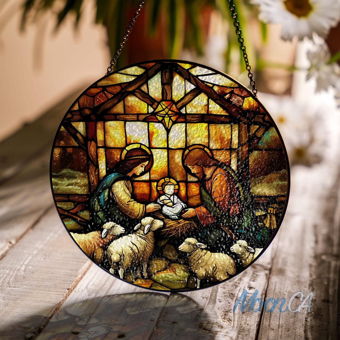 Christmas Nativity Scene Suncatcher Ornament, Unique Holiday Decor ...