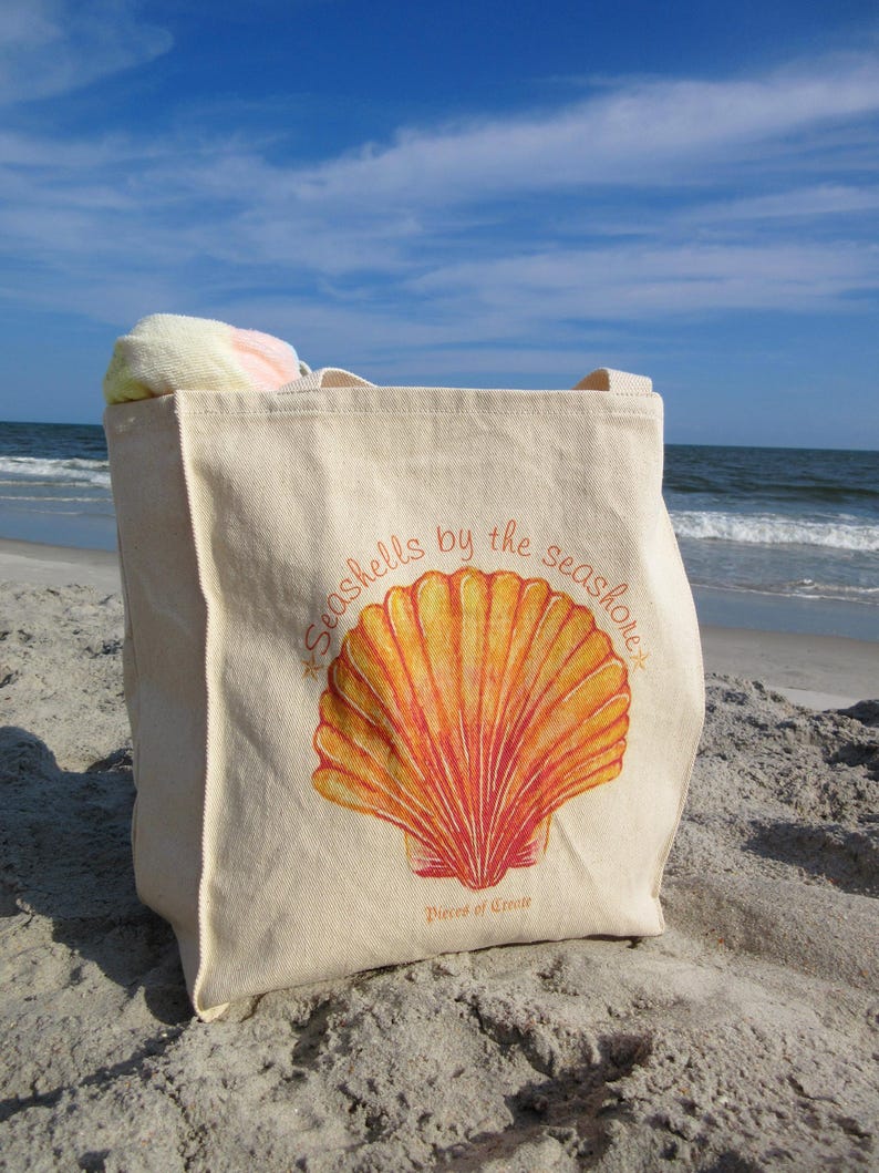 Seashell Canvas Tote Bag Shopping Bag Beach Bag Shell Bag - Etsy