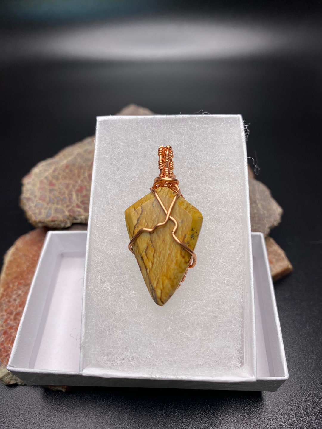 Copper Wire Wrapped Picture Stone - Etsy