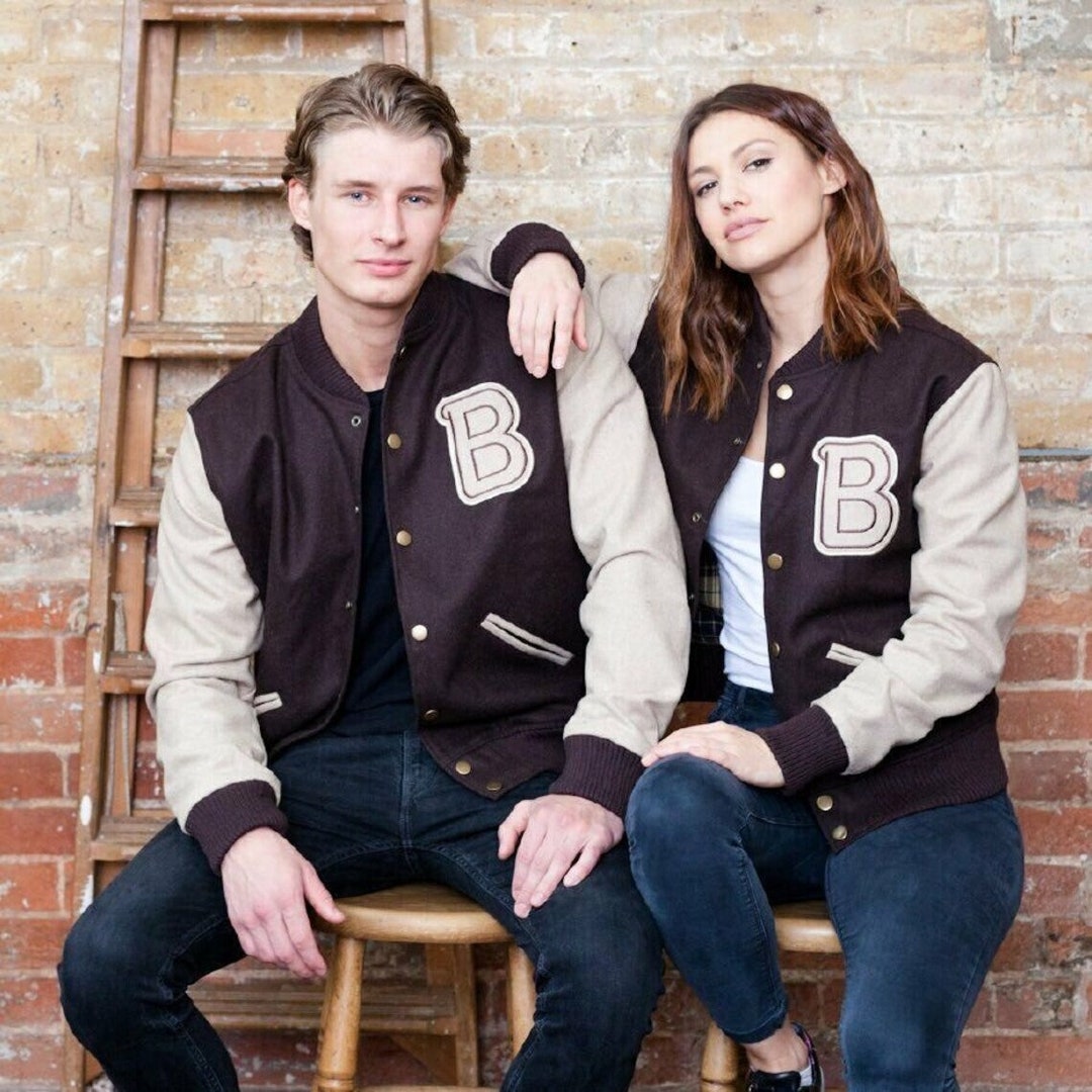 Handmade Unisex Hotline Miami Jacket Payday 2 Brown B Logo Varsity ...