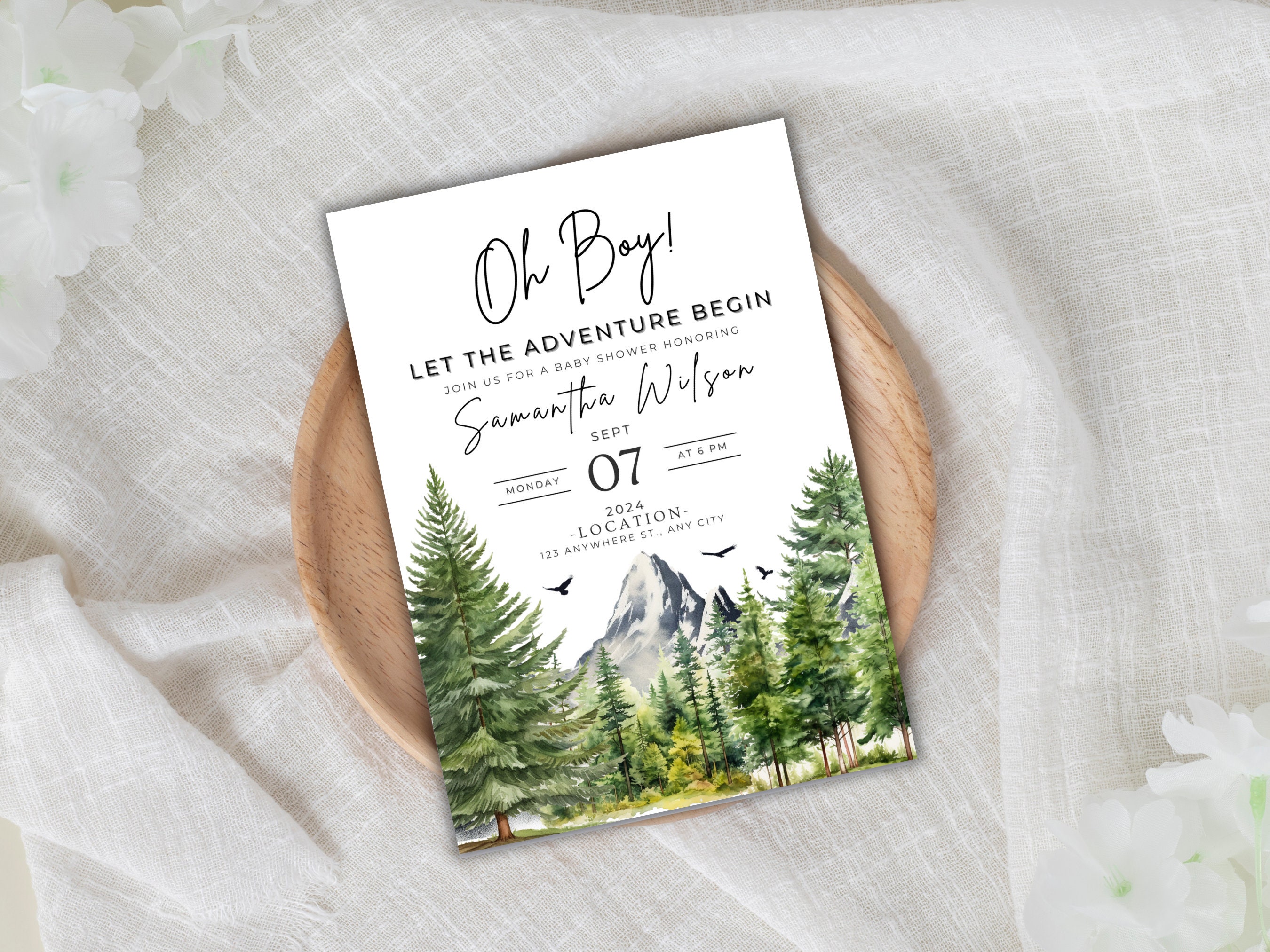 Bundle Let the Adventure Begin Baby Shower Invitation Woodland Forest ...