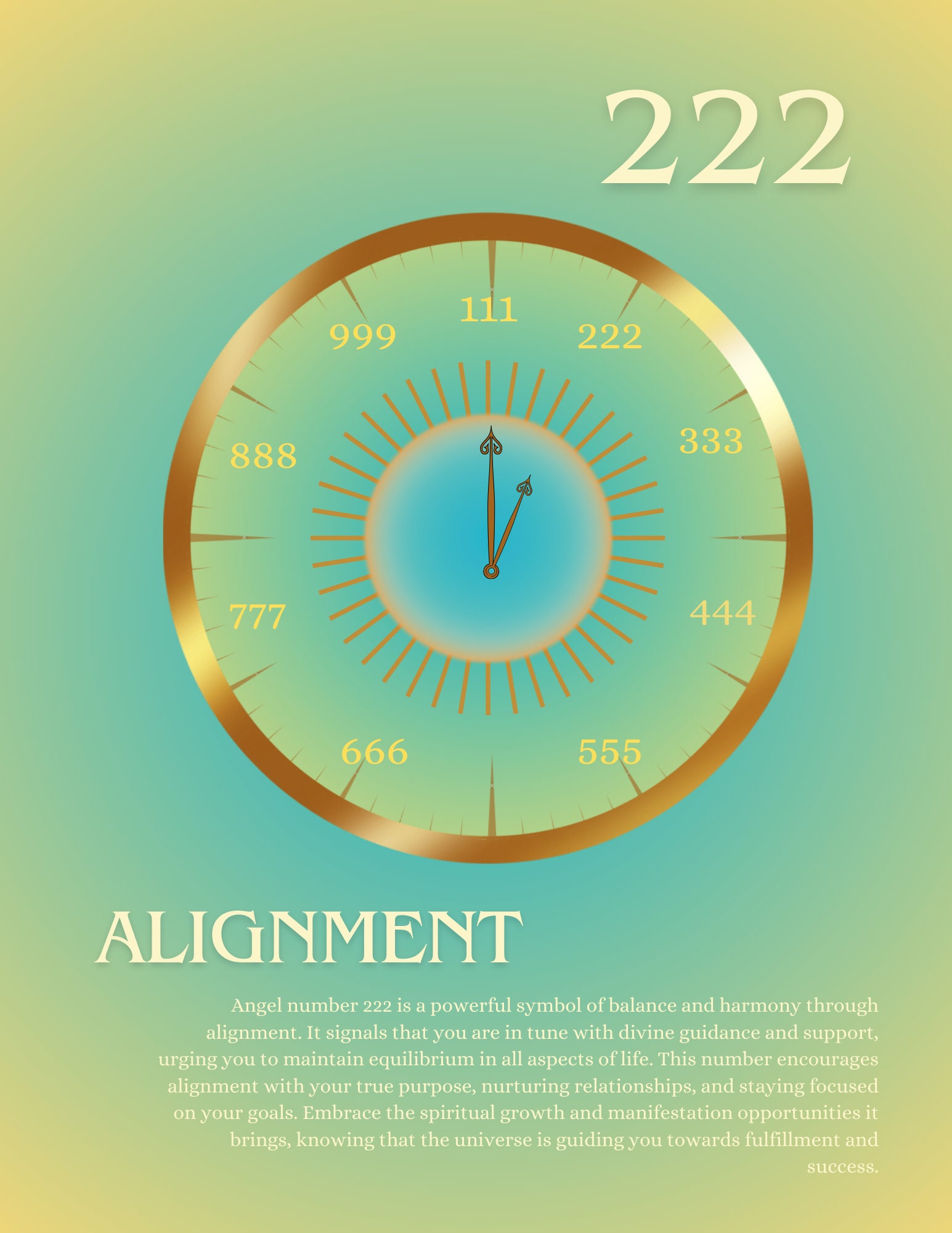 ANGEL NUMBERS POSTER 222 Alignment/manifestation/angel Numbers Meaning ...