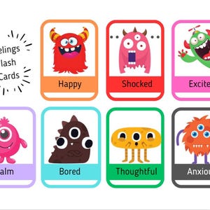 Printable Emotion Flashcards, Nursery Rhymes Monsters Cards, Feelings ...
